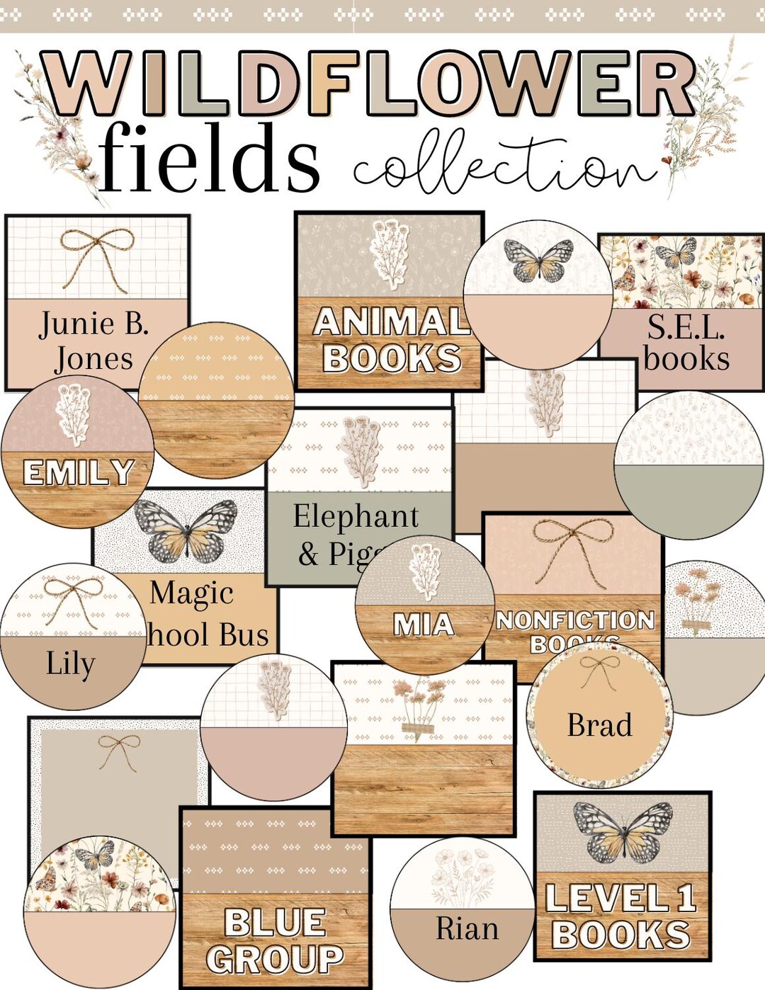 Wildflower Fields Classroom Labels [editable] - Etsy