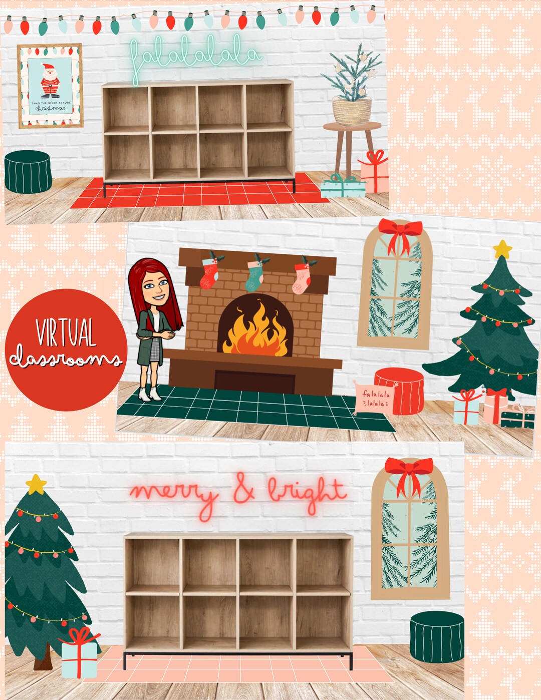 Christmas Virtual Classrooms - Etsy