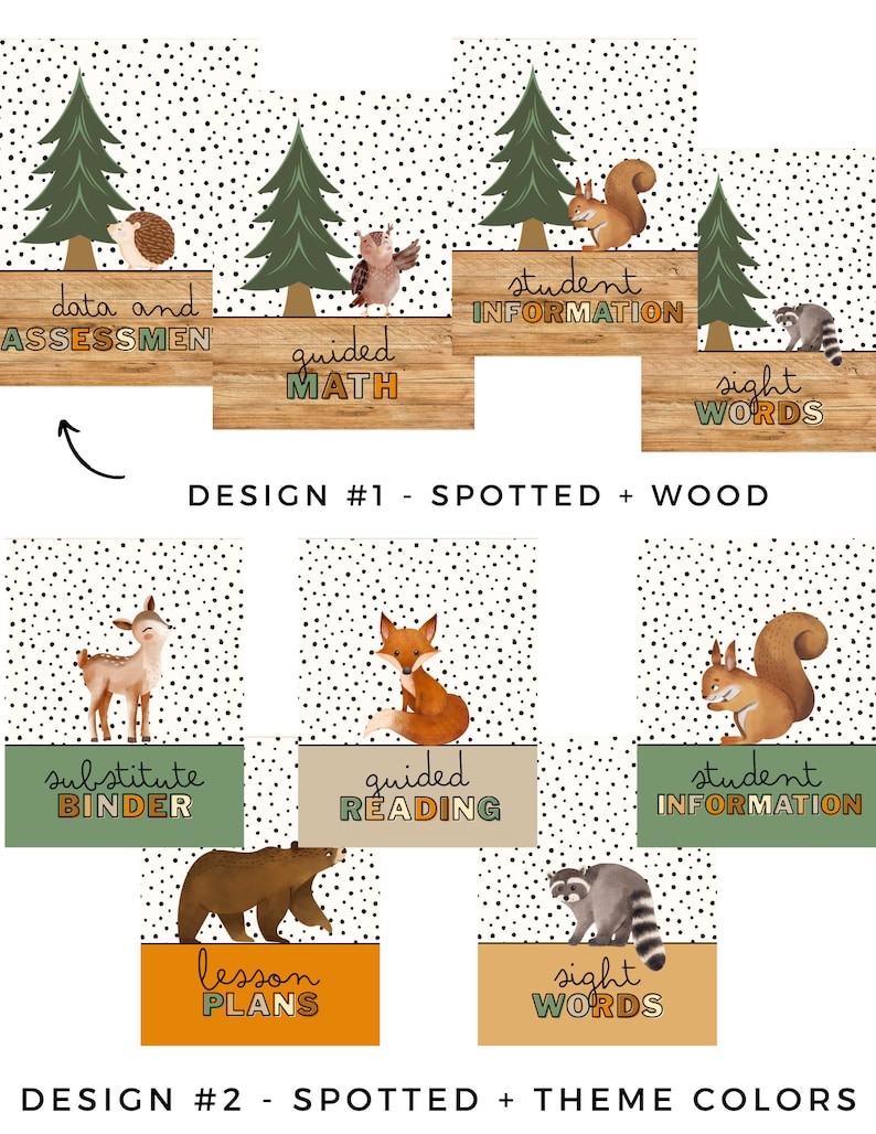 Woodland Binder Covers editable - Etsy