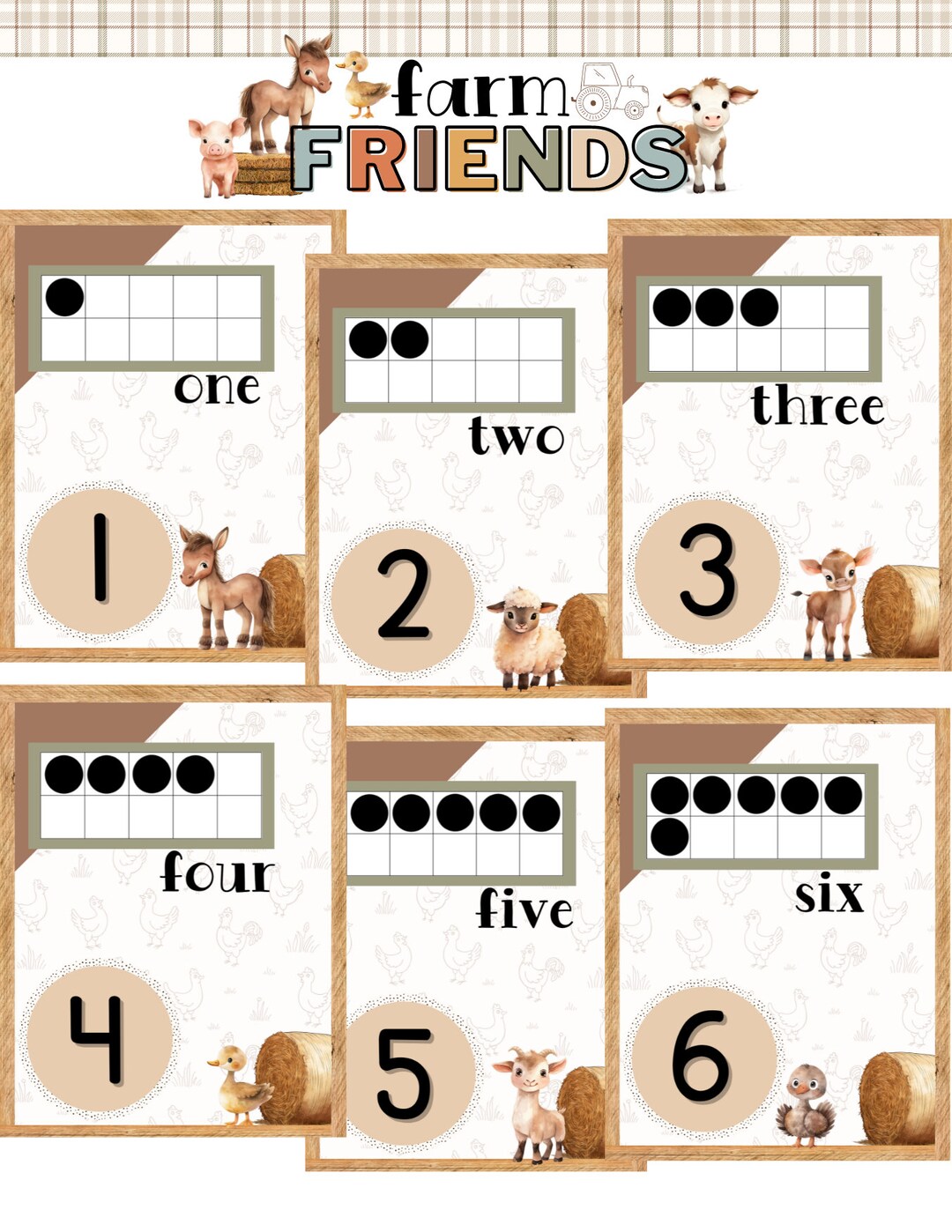Farm Friends Classroom Number Posters - Etsy