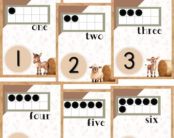 FARM THEME NUMBER Posters, Printable Farm Theme, Numbers 1-20 Classroom ...