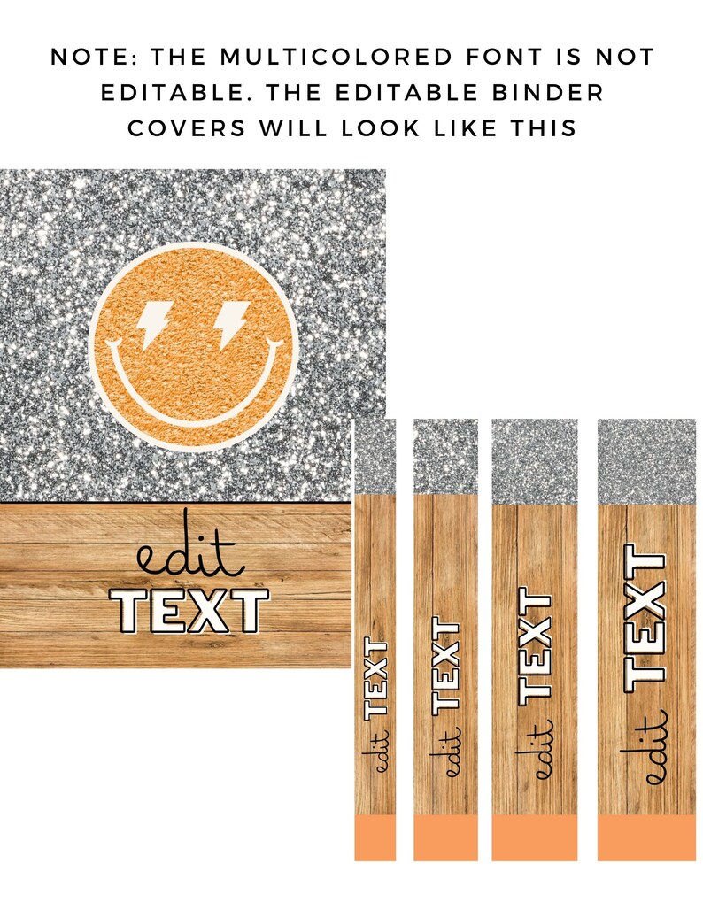 Groovy Glitter Binder Covers editable - Etsy