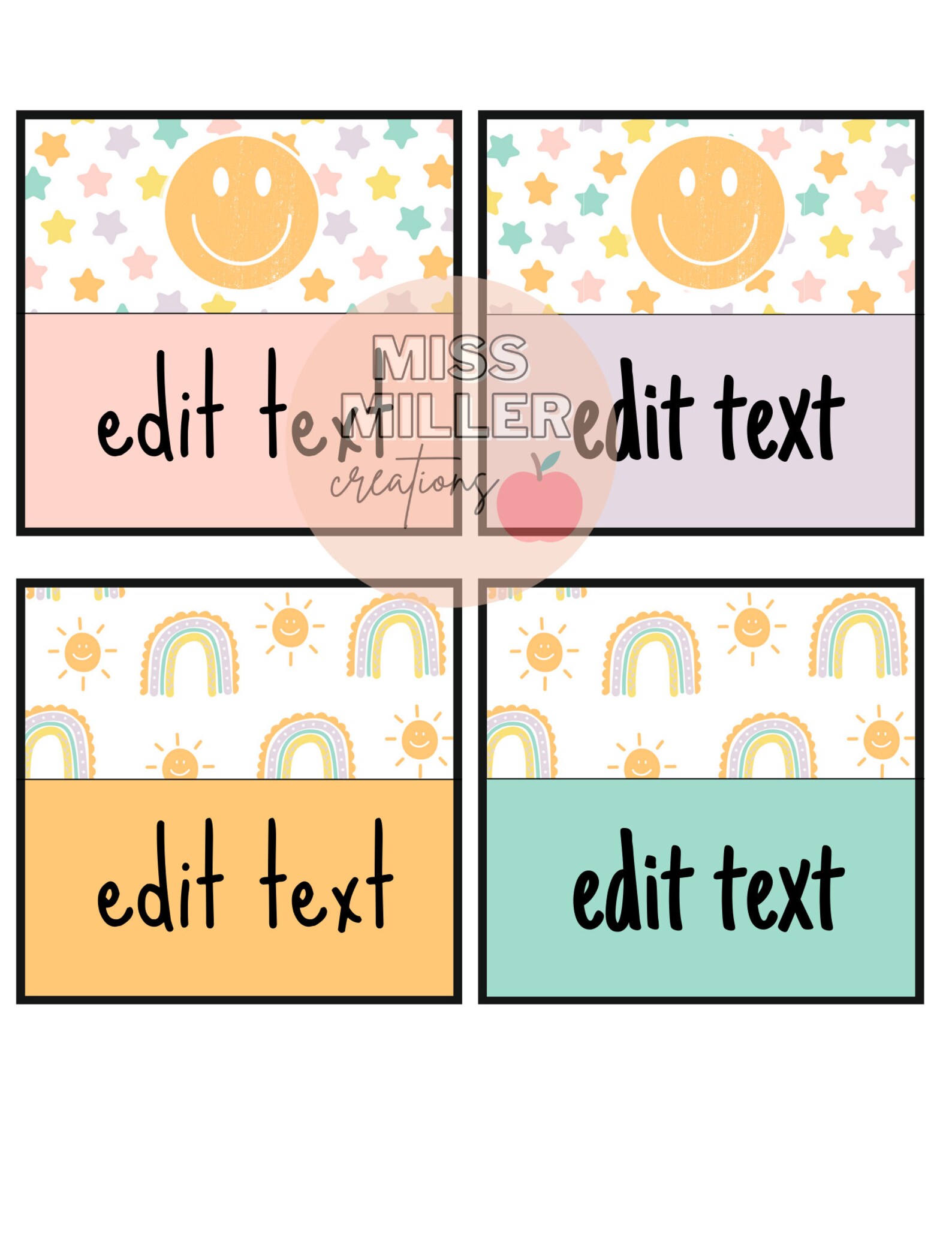 Pastel Boho Rainbow Classroom Labels editable - Etsy