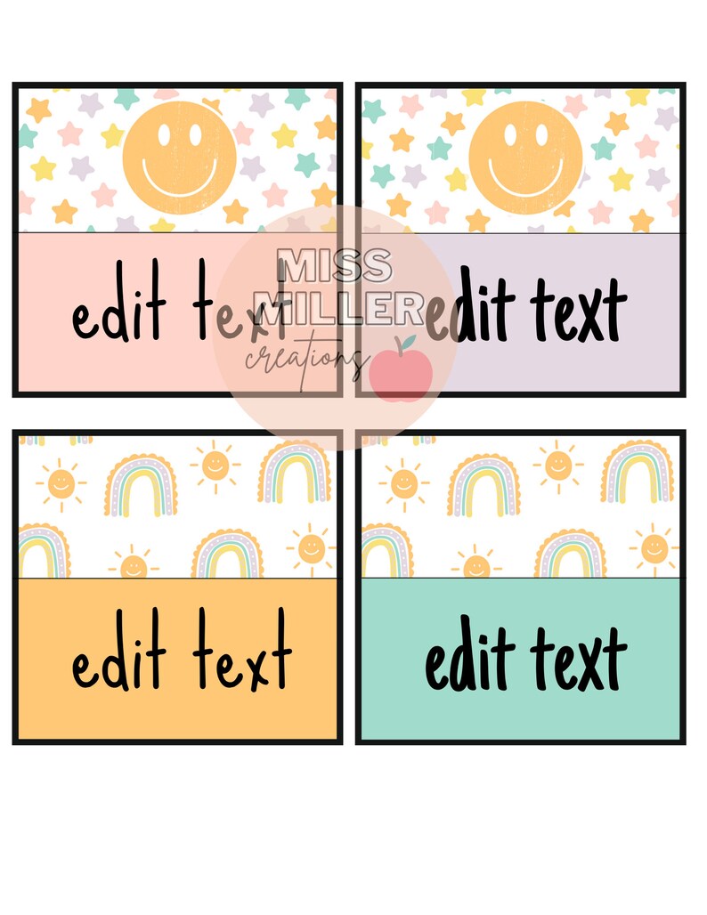Pastel Boho Rainbow Classroom Labels editable - Etsy