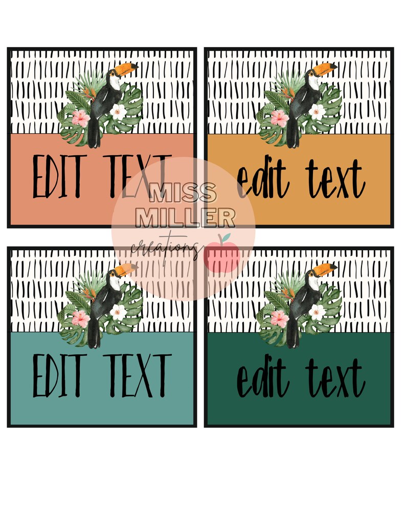 Boho Tropics Classroom Labels editable - Etsy