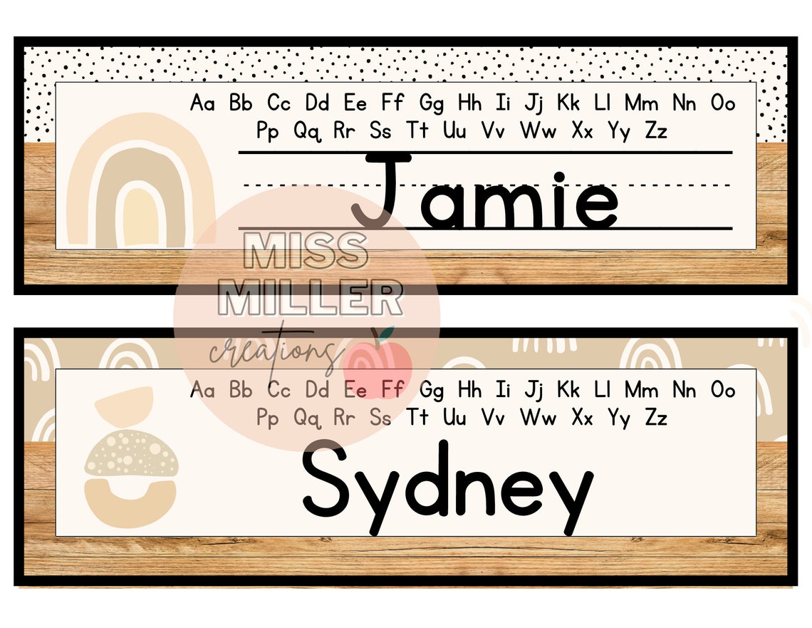 Neutral Boho Rainbow Desk Plates editable - Etsy