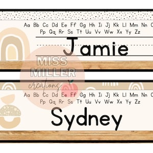 Neutral Boho Rainbow Desk Plates [editable] - Etsy