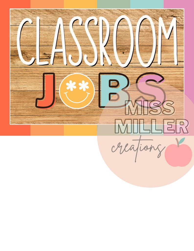 Retro Rainbow Class Jobs Display [editable] - Etsy