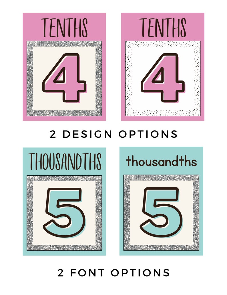 Groovy Glitter Place Value Posters - Etsy