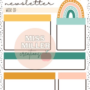 Modern Boho Rainbow Newsletter [editable] - Etsy