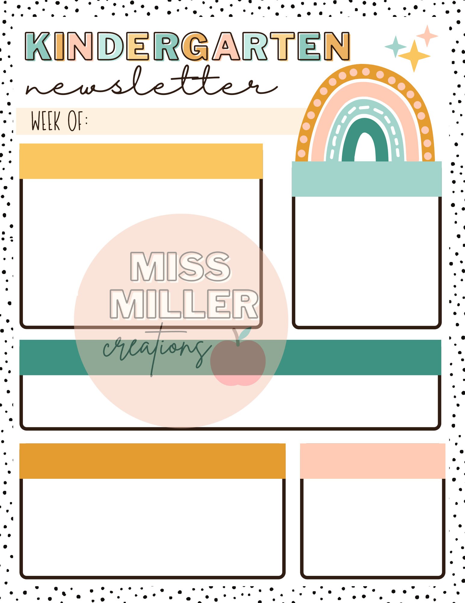Modern Boho Rainbow Newsletter editable - Etsy
