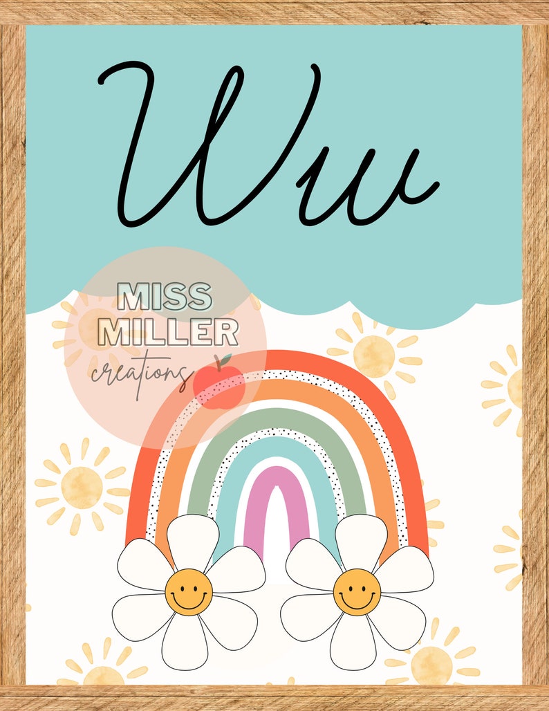 Retro Rainbow Classroom Alphabet Posters - Etsy