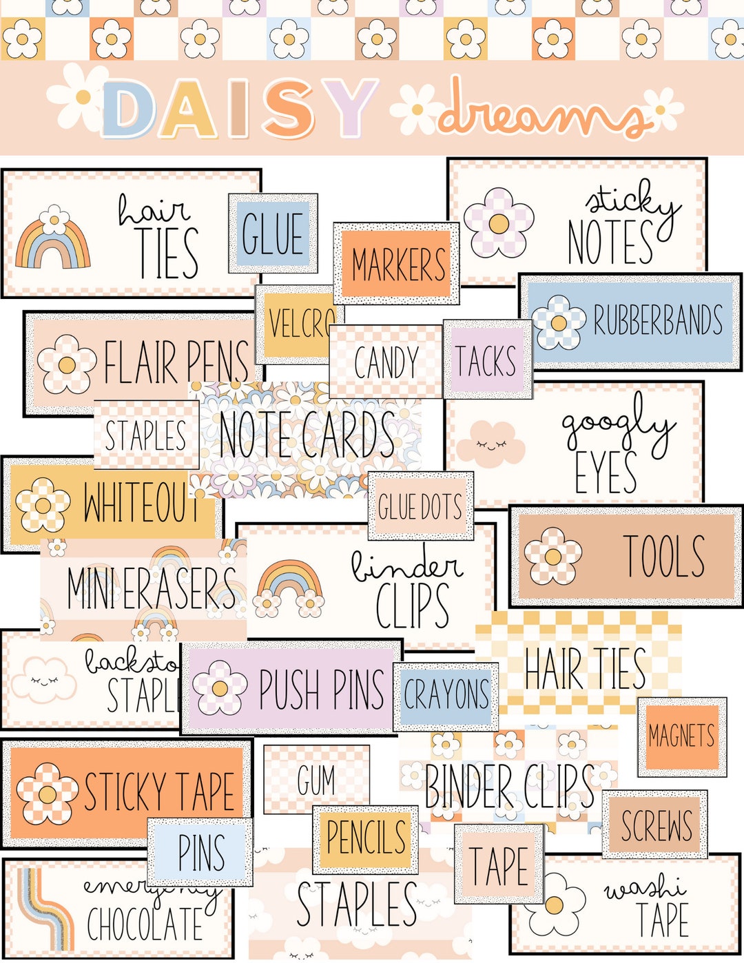 Daisy Dreams Teacher Toolbox Labels [editable] - Etsy