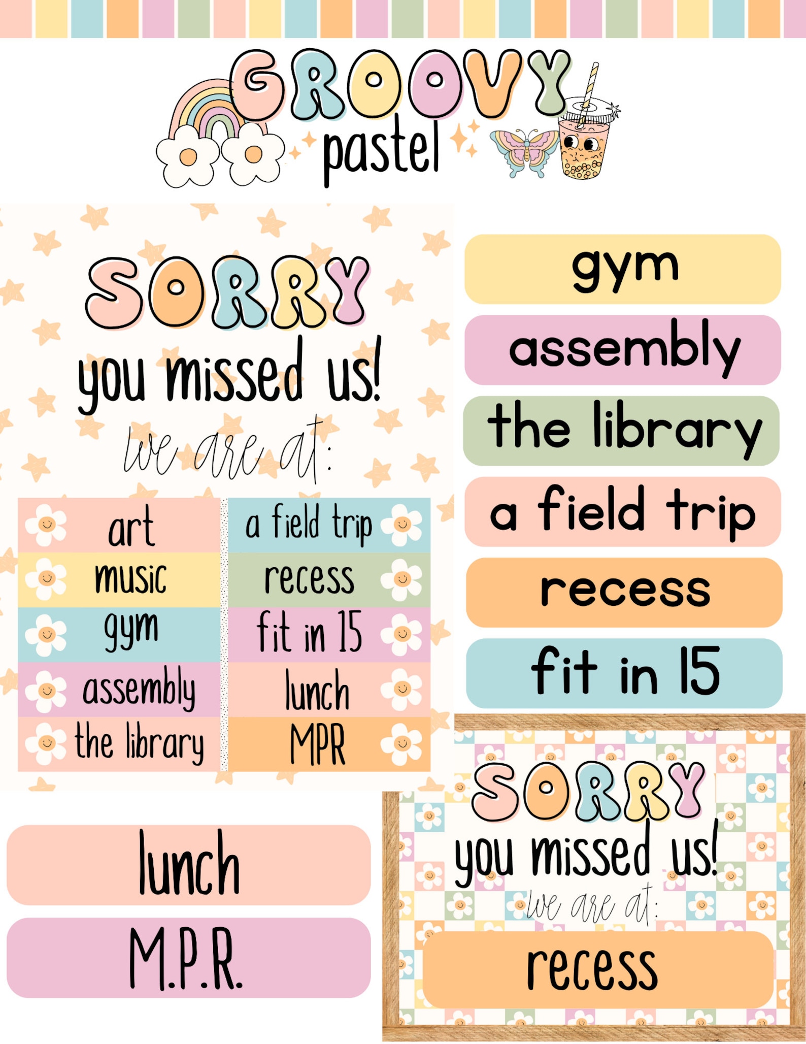 Groovy Pastel Where Are We Classroom Door Sign [editable] - Etsy