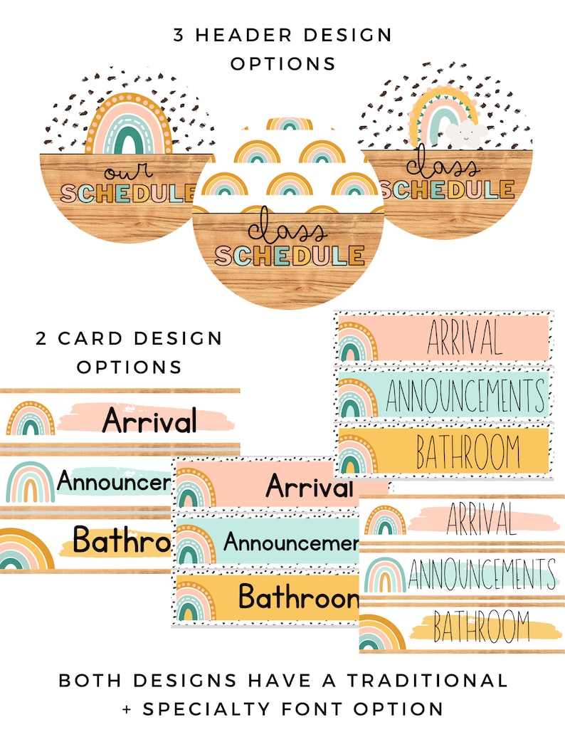 Modern Boho Rainbow Classroom Schedule editable - Etsy