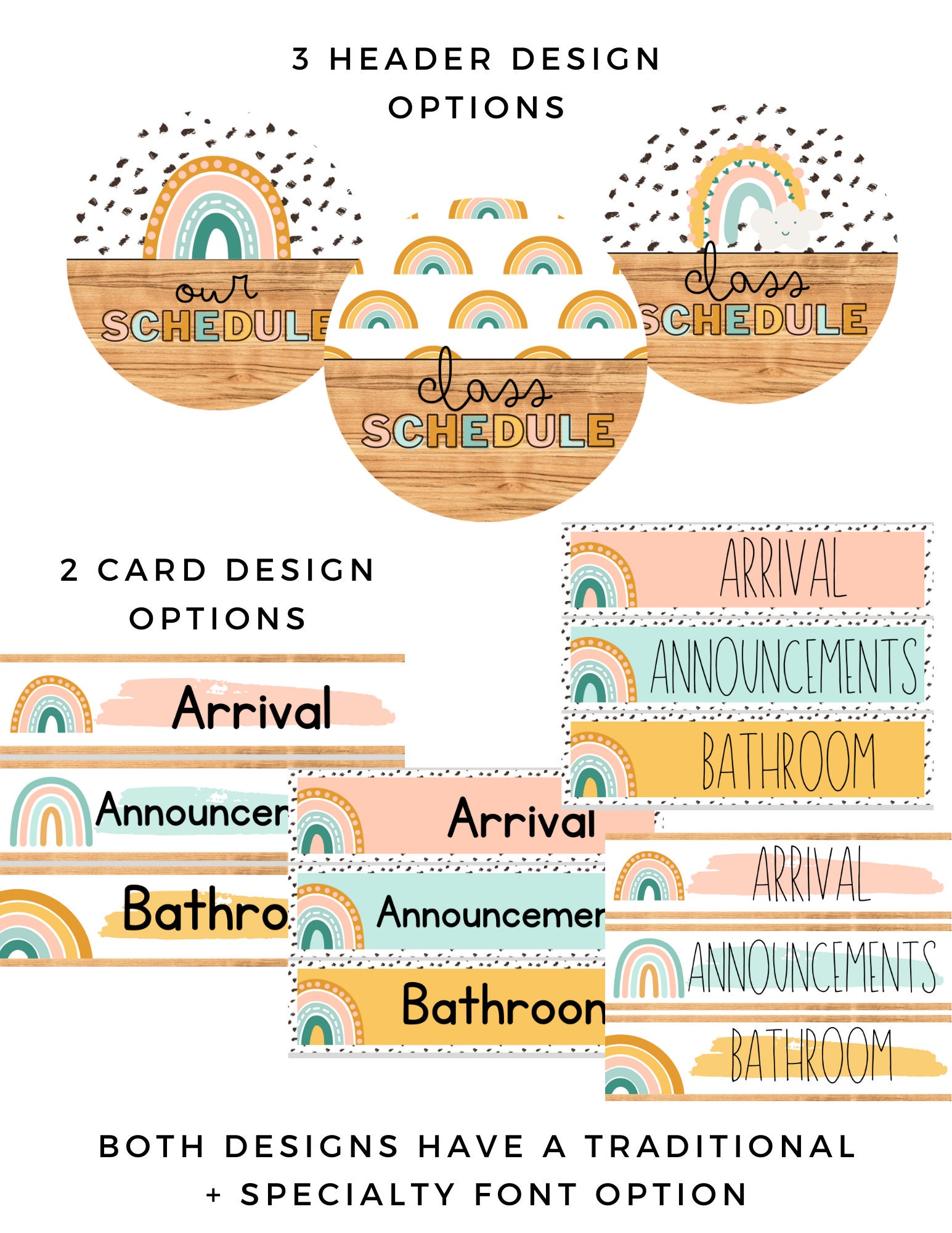 Modern Boho Rainbow Classroom Schedule [editable] - Etsy
