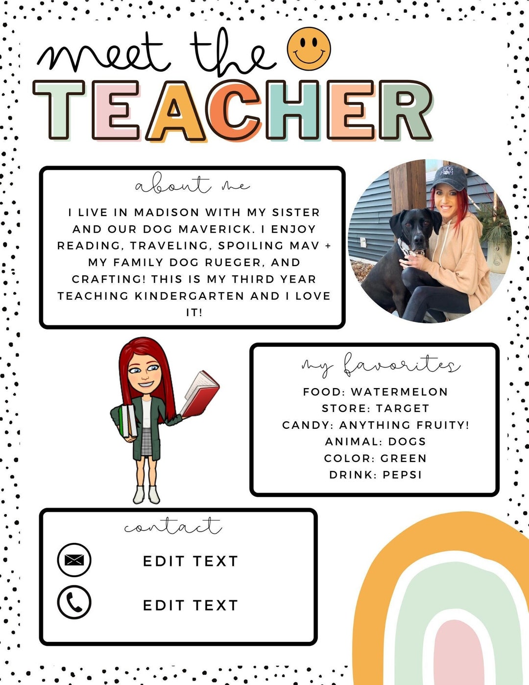 Groovy Boho Meet the Teacher Template - Etsy