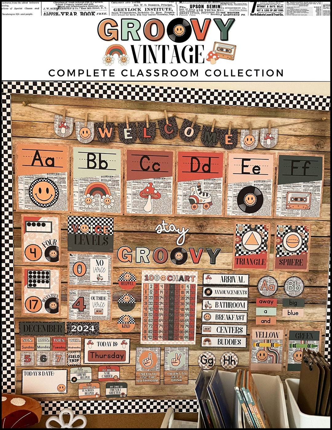 Groovy Vintage Complete Classroom Collection [editable] [digital ...