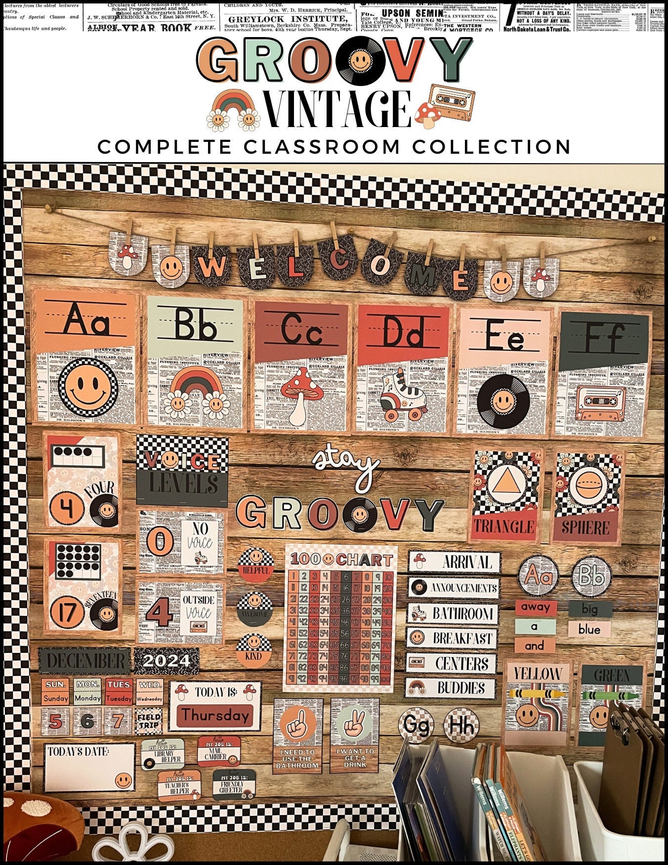 Groovy Vintage Classroom Decor Bundle [editable] [digital Download] - Etsy