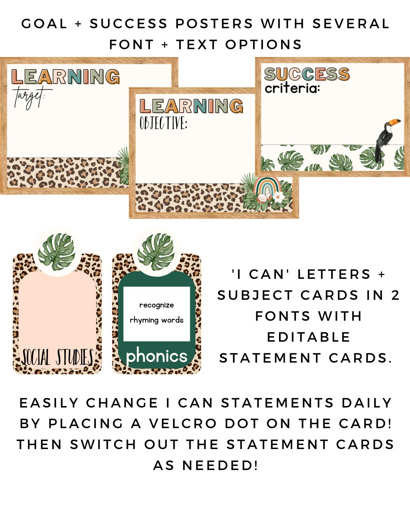Boho Tropics Learning Goal Posters/i Can Statements/focus Wall ...