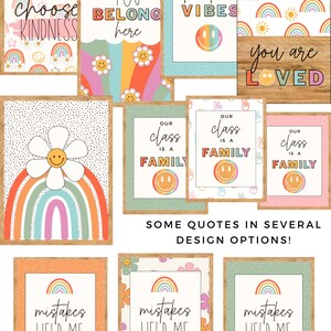 Retro Rainbow Classroom Quote Posters - Etsy