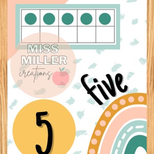 Modern Boho Rainbow Classroom Number Posters - Etsy