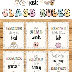 Groovy Pastel Class Rules Posters - Etsy