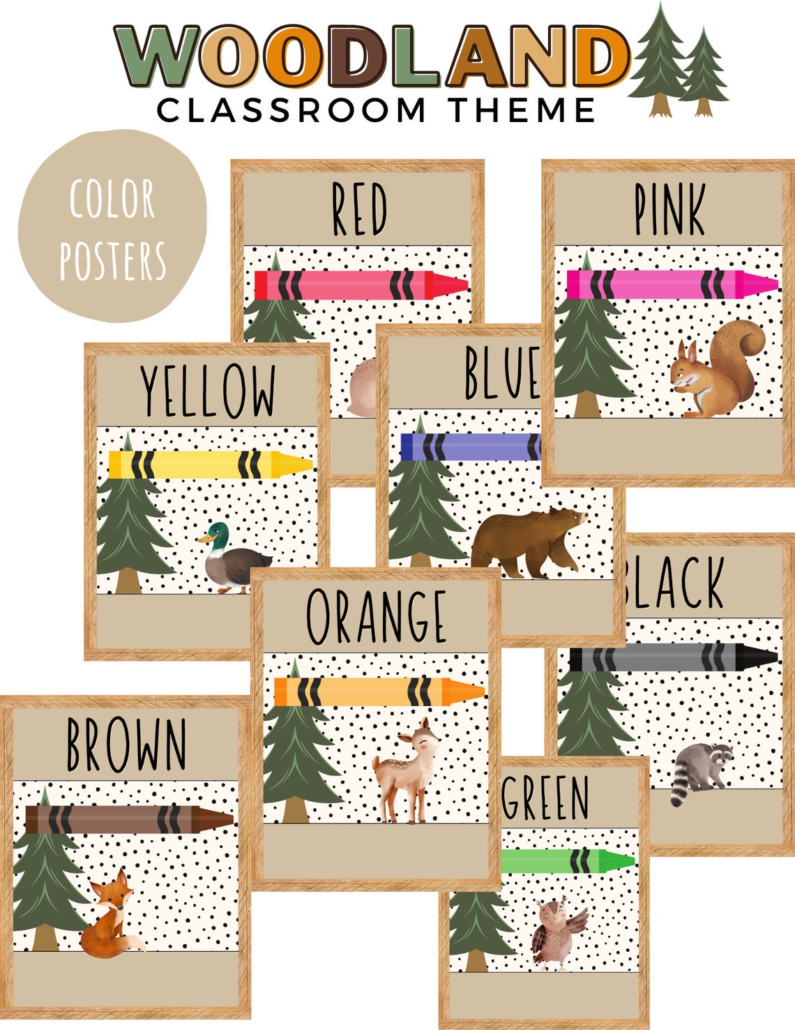 Woodland Classroom Color Posters | Etsy