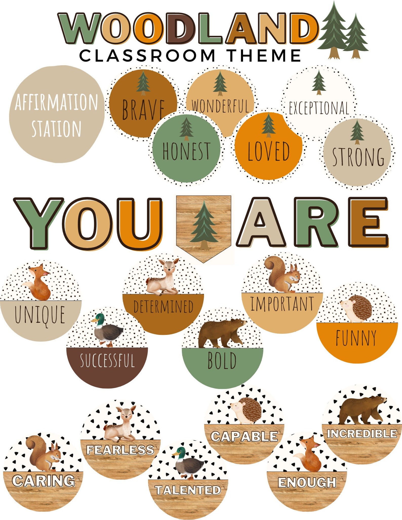 Woodland Classroom Affirmation Station - Etsy
