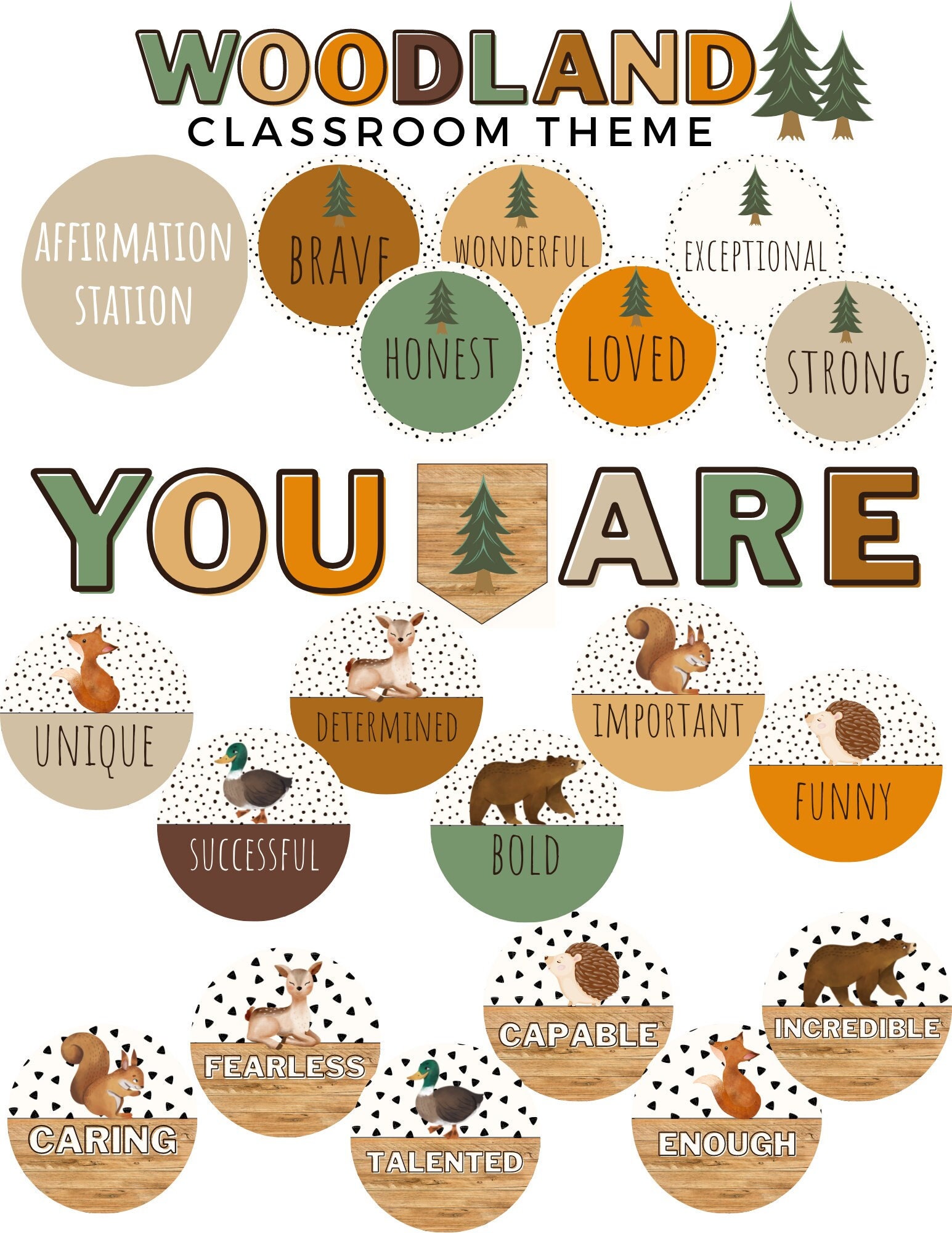 Woodland Classroom Affirmation Station - Etsy