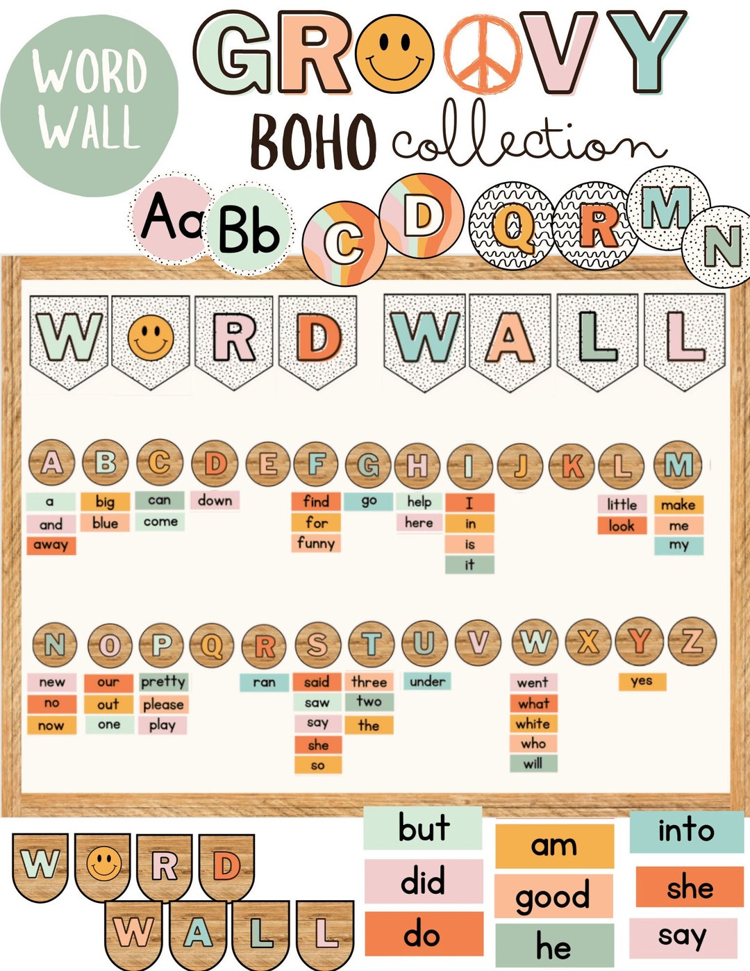 Groovy Boho Word Wall [editable] - Etsy