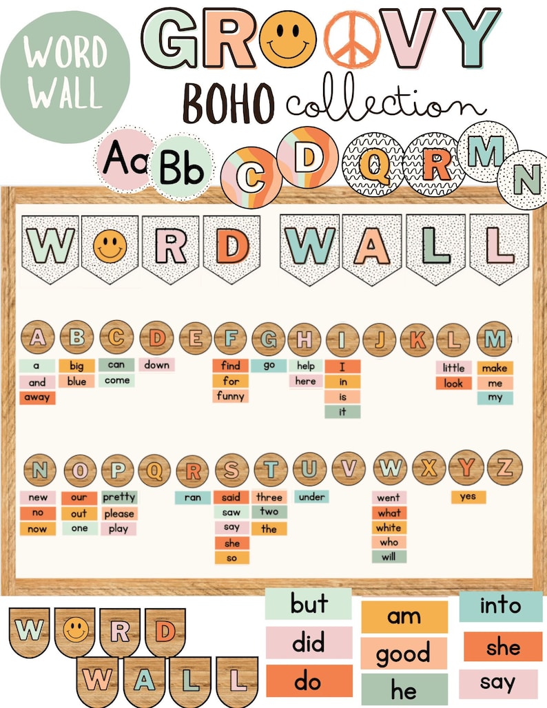 Groovy Boho Word Wall editable - Etsy