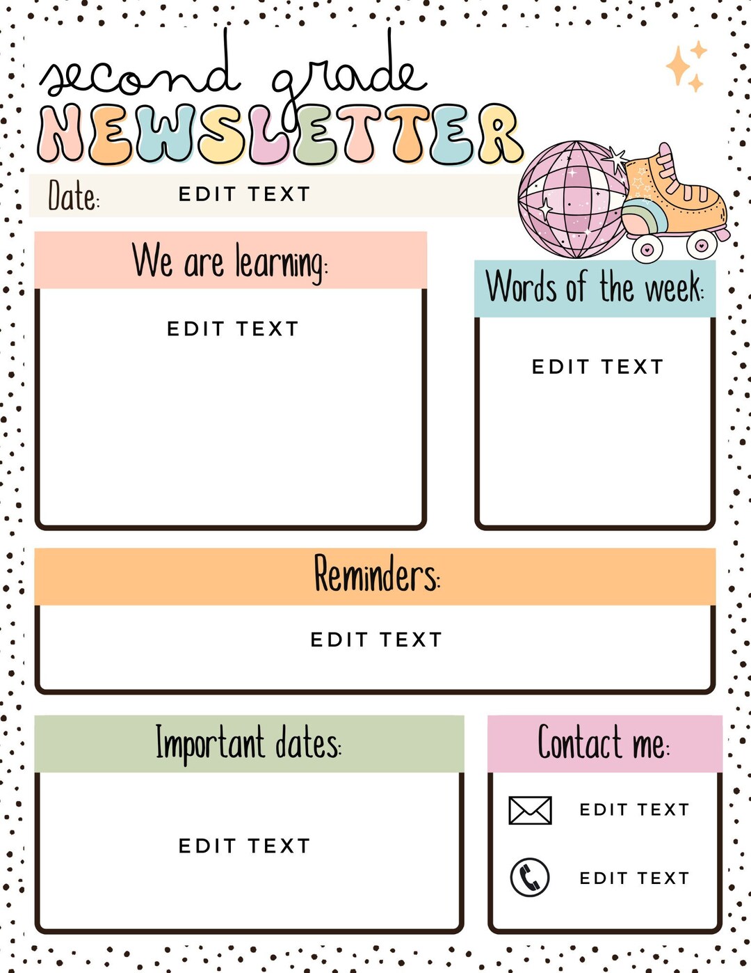 Groovy Pastel Newsletter [editable] - Etsy