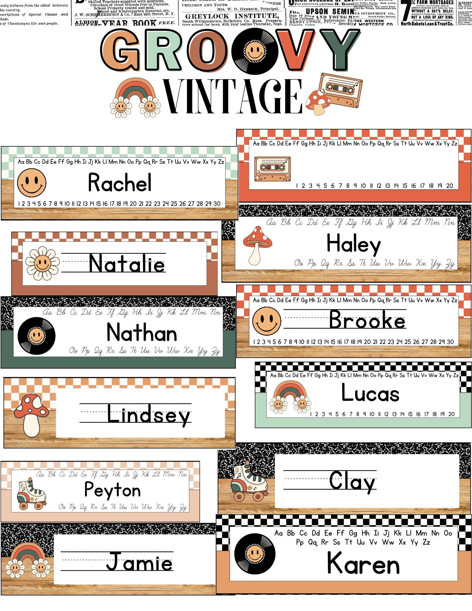 Groovy Vintage Desk Plates - Etsy