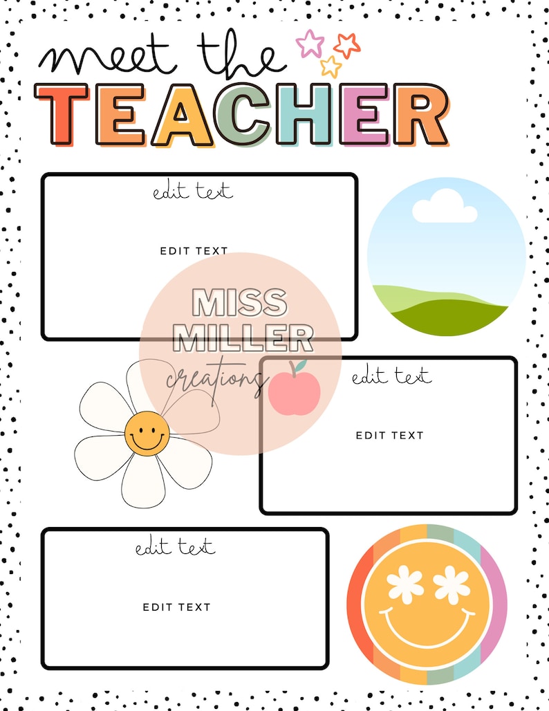 Retro Rainbow Meet the Teacher Template - Etsy