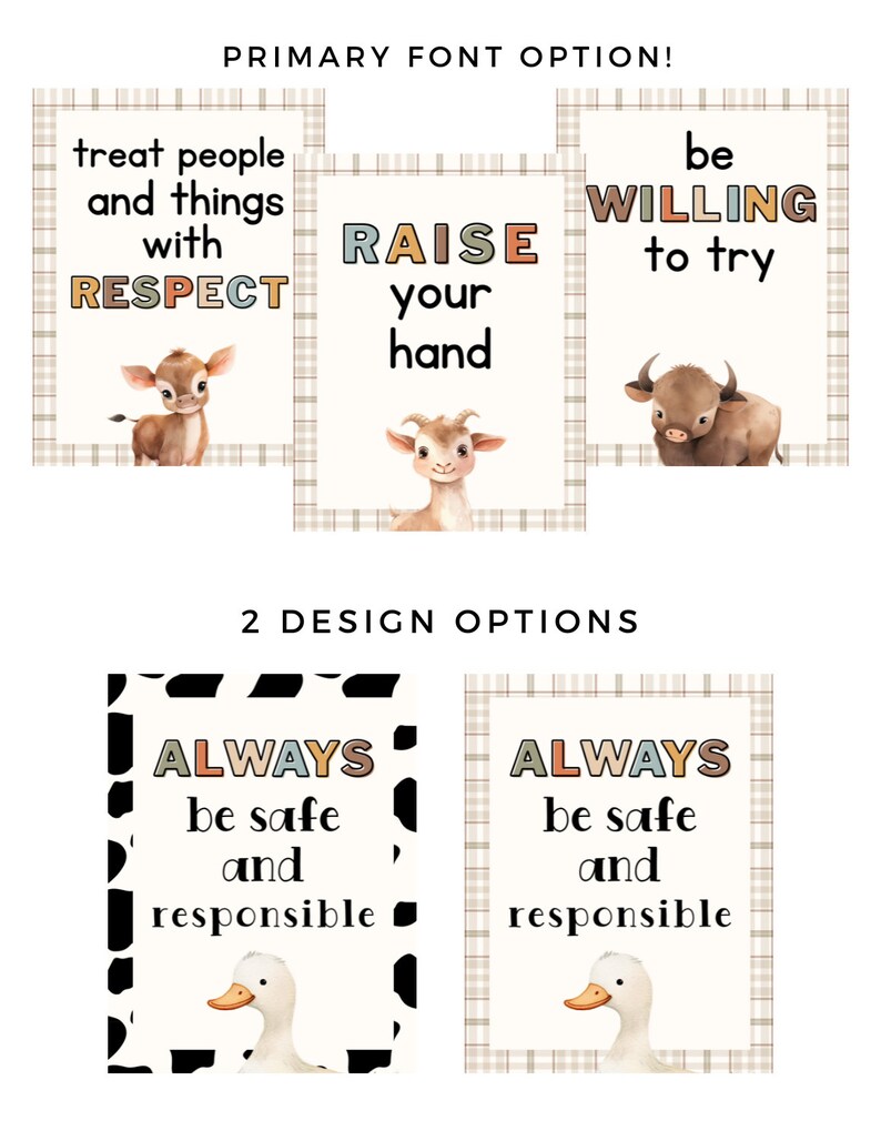 Farm Friends Class Rules Posters - Etsy