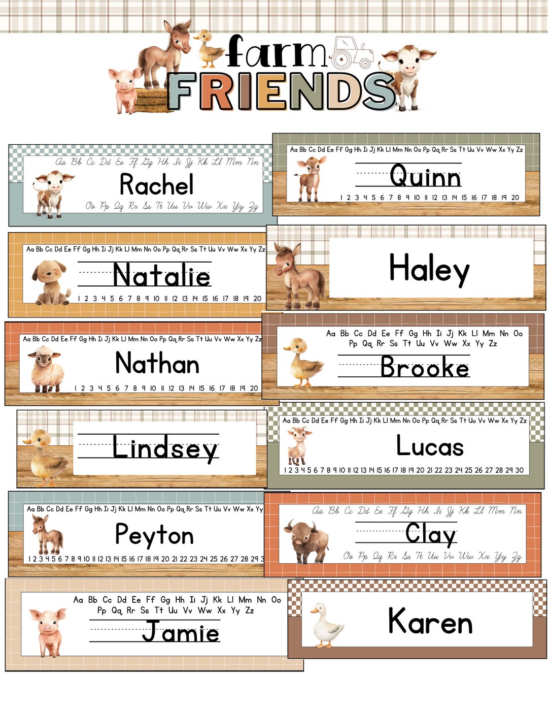 Farm Friends Desk Plates - Etsy