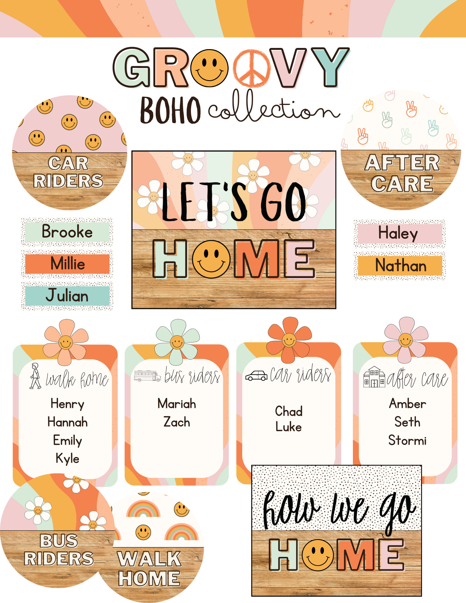 Groovy Boho Dismissal Chart - Etsy