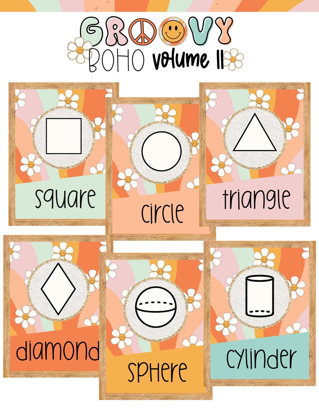 Groovy Boho Volume II Classroom Shape Posters - Etsy