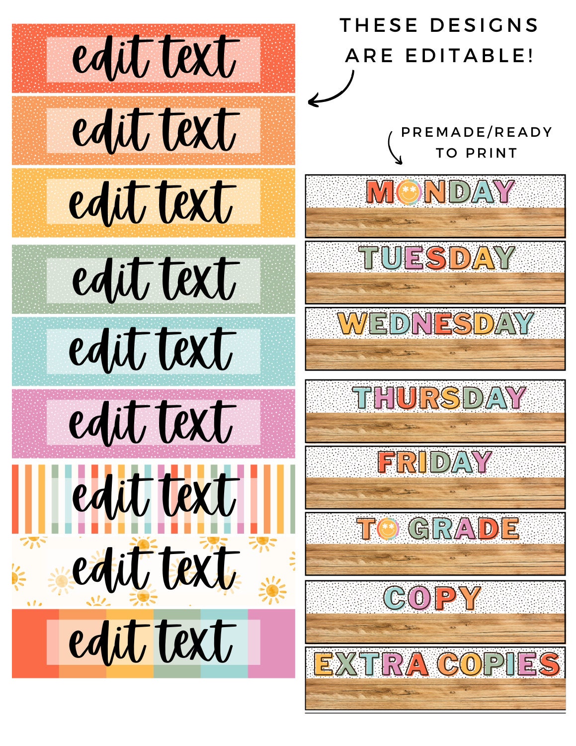 Retro Rainbow 10-drawer Cart Labels [editable] - Etsy