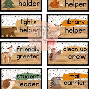Woodland Classroom Jobs Display [editable] - Etsy