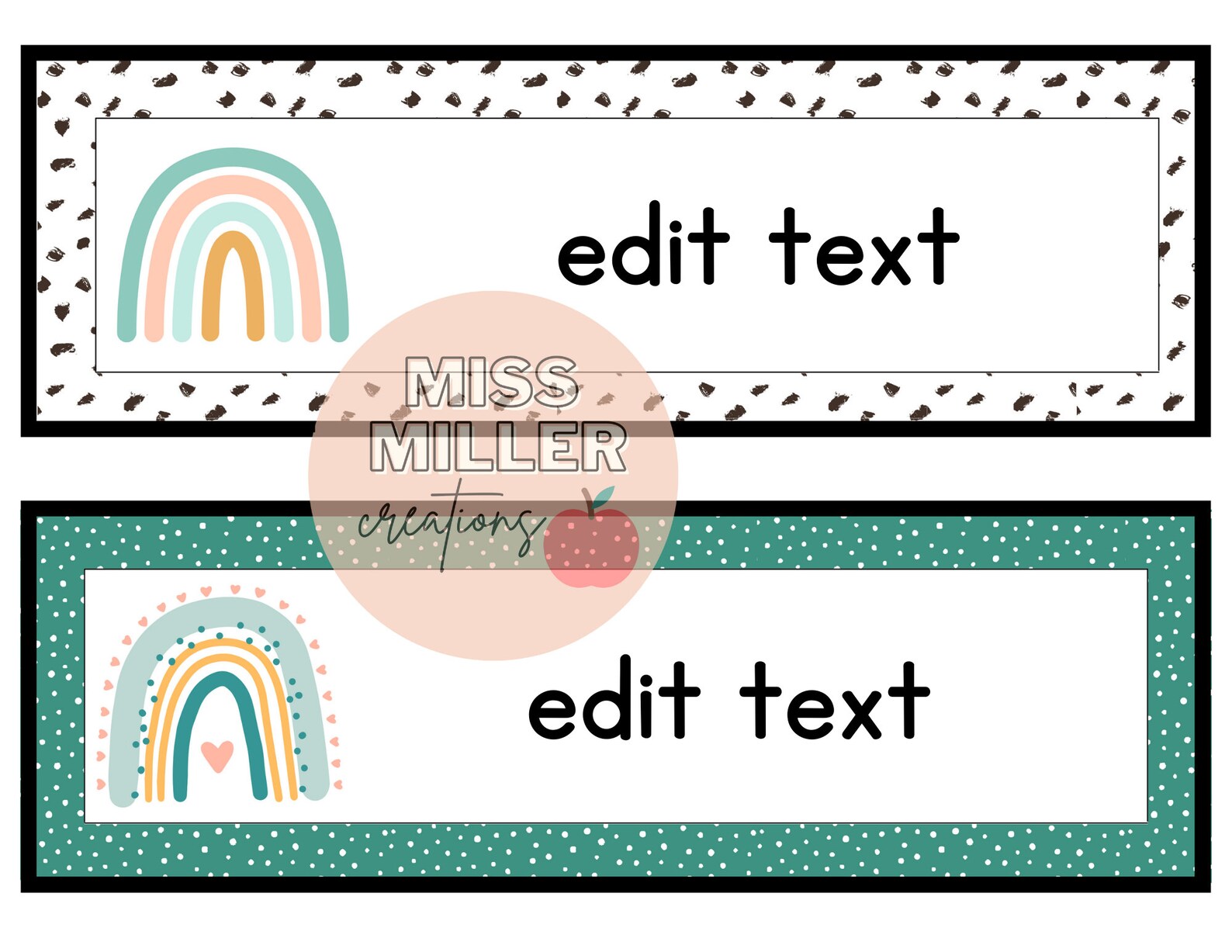 Modern Boho Rainbow Classroom Desk Plates editable - Etsy