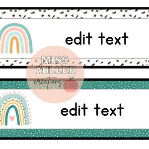 Modern Boho Rainbow Classroom Desk Plates editable - Etsy