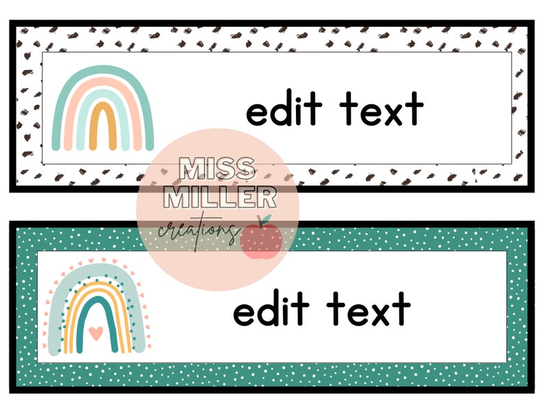 Modern Boho Rainbow Classroom Desk Plates editable - Etsy