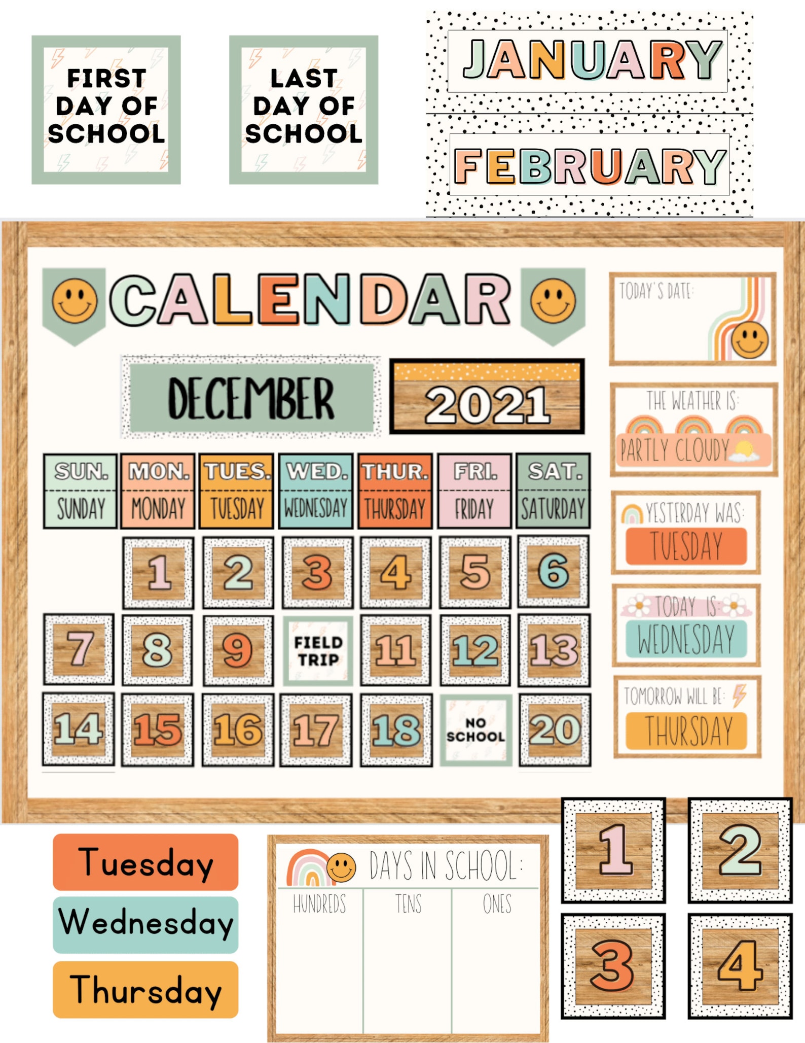Groovy Boho Classroom Calendar - Etsy