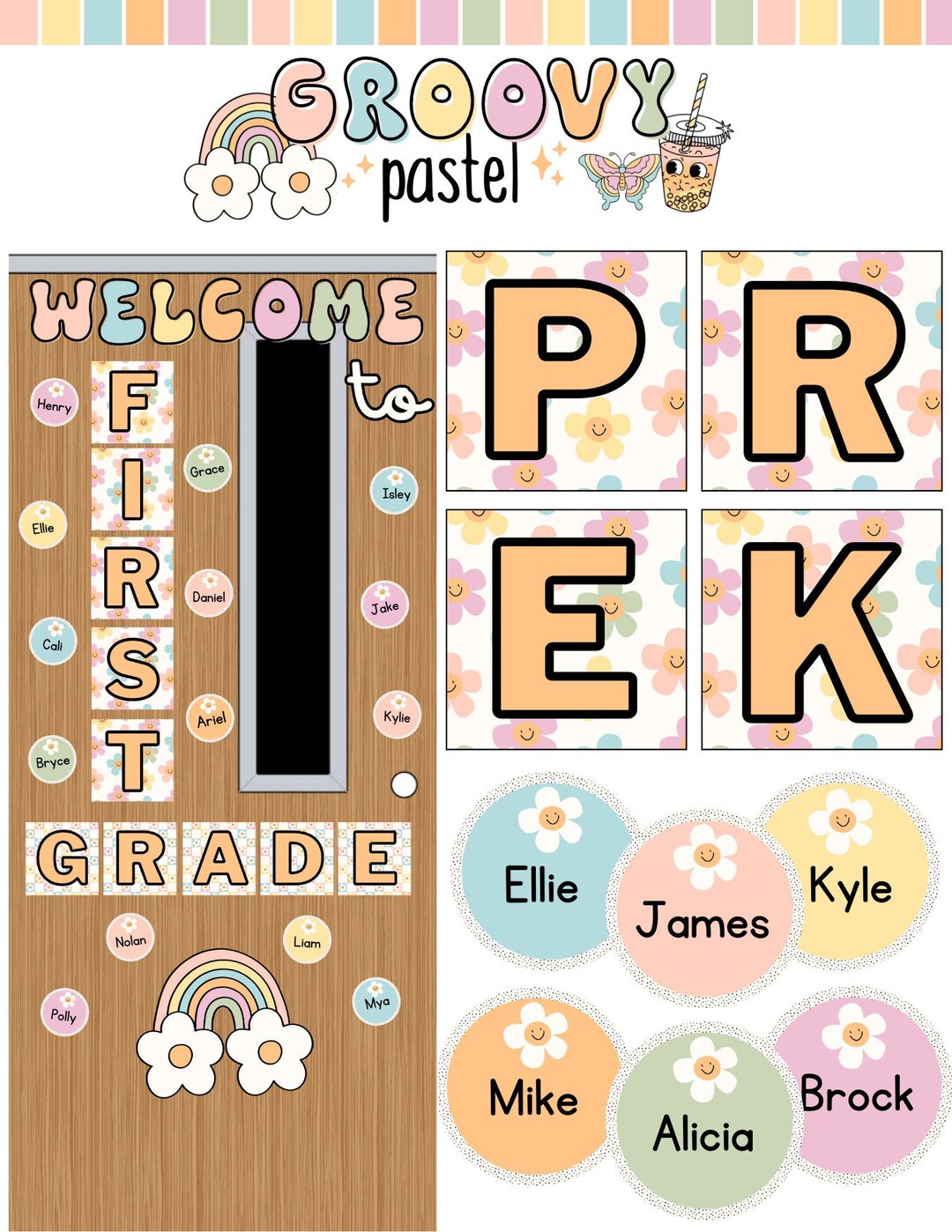 Groovy Pastel Classroom Door Display - Etsy