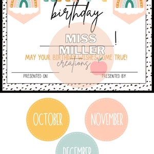 Modern Boho Rainbow Class Birthdays Display editable - Etsy