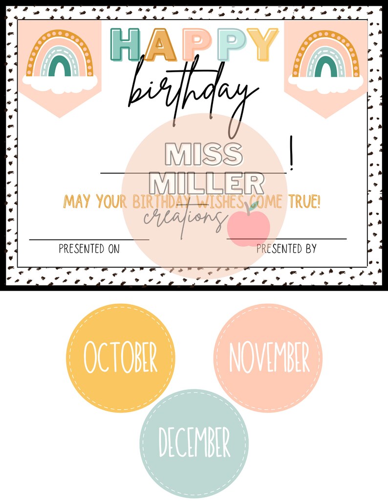 Modern Boho Rainbow Class Birthdays Display editable - Etsy