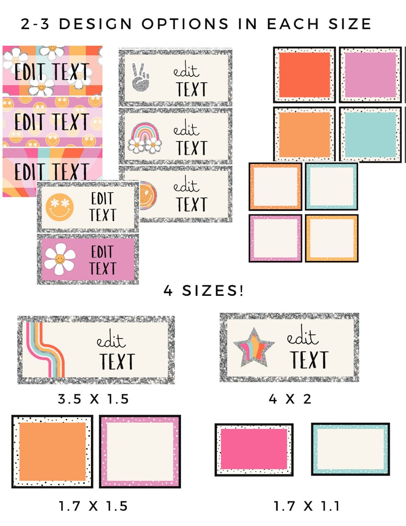 Groovy Glitter Teacher Toolbox Labels editable - Etsy