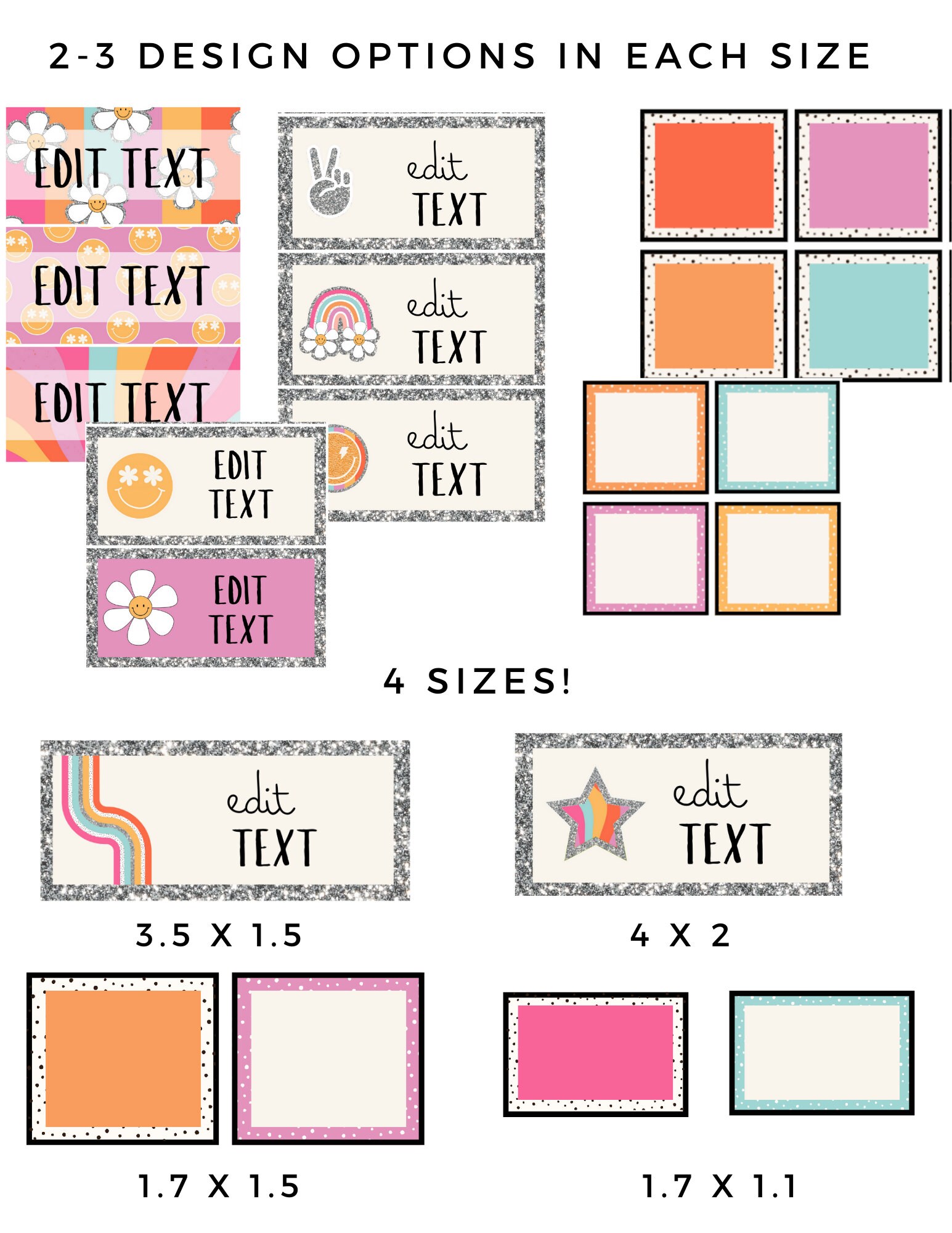 Groovy Glitter Teacher Toolbox Labels editable - Etsy